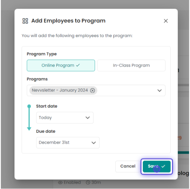Adding an employee to a program