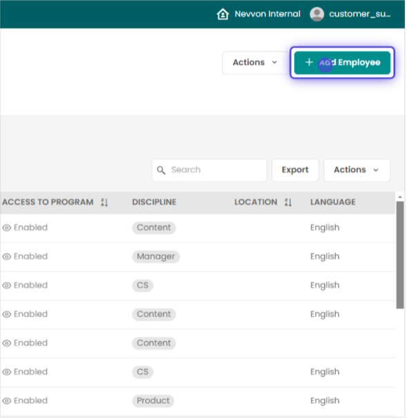 Adding an employee to a program